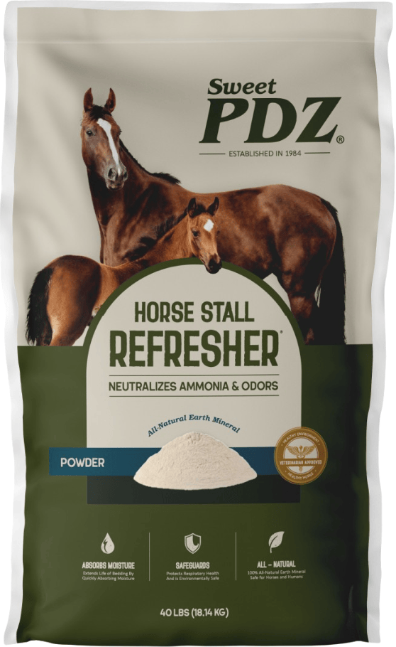 Sweet PDZ Horse Stall Refresher Powder | Odor Control for Stalls